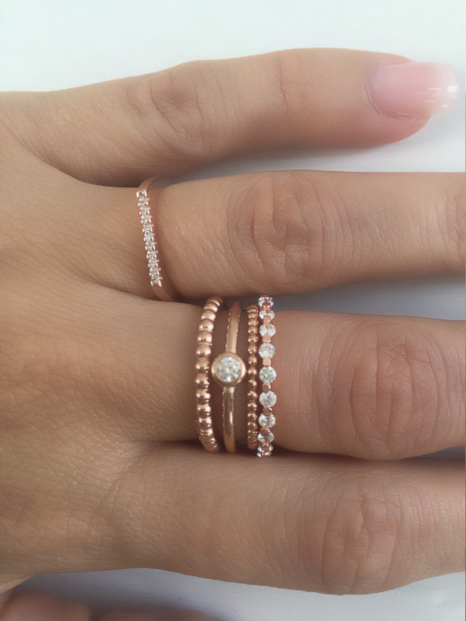 Single Diamond Ring. Stackable Mini Swarovski Ring. Solitaire Ring ...