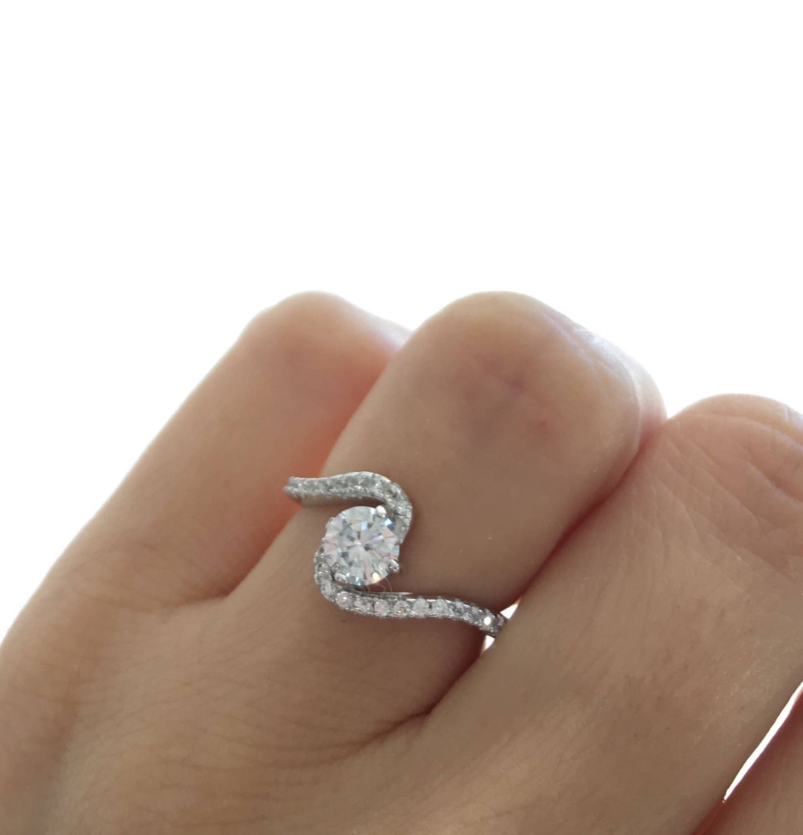 Sterling Silver Swirl Ring. Swirl Engagement Ring. Fine - Etsy