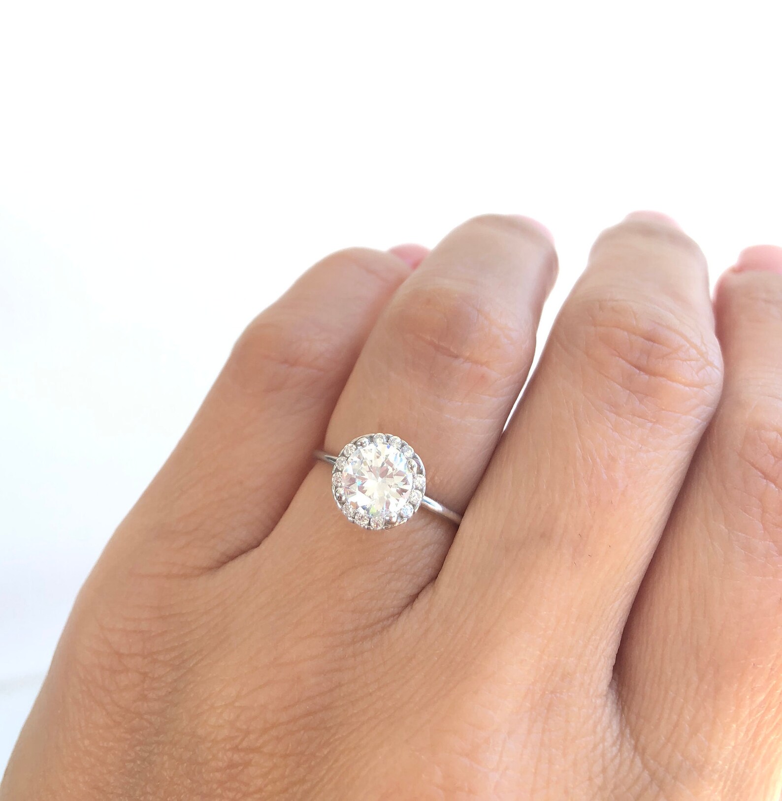 Round Cut Engagement Ring. Halo Ring. High Quality Wedding | Etsy