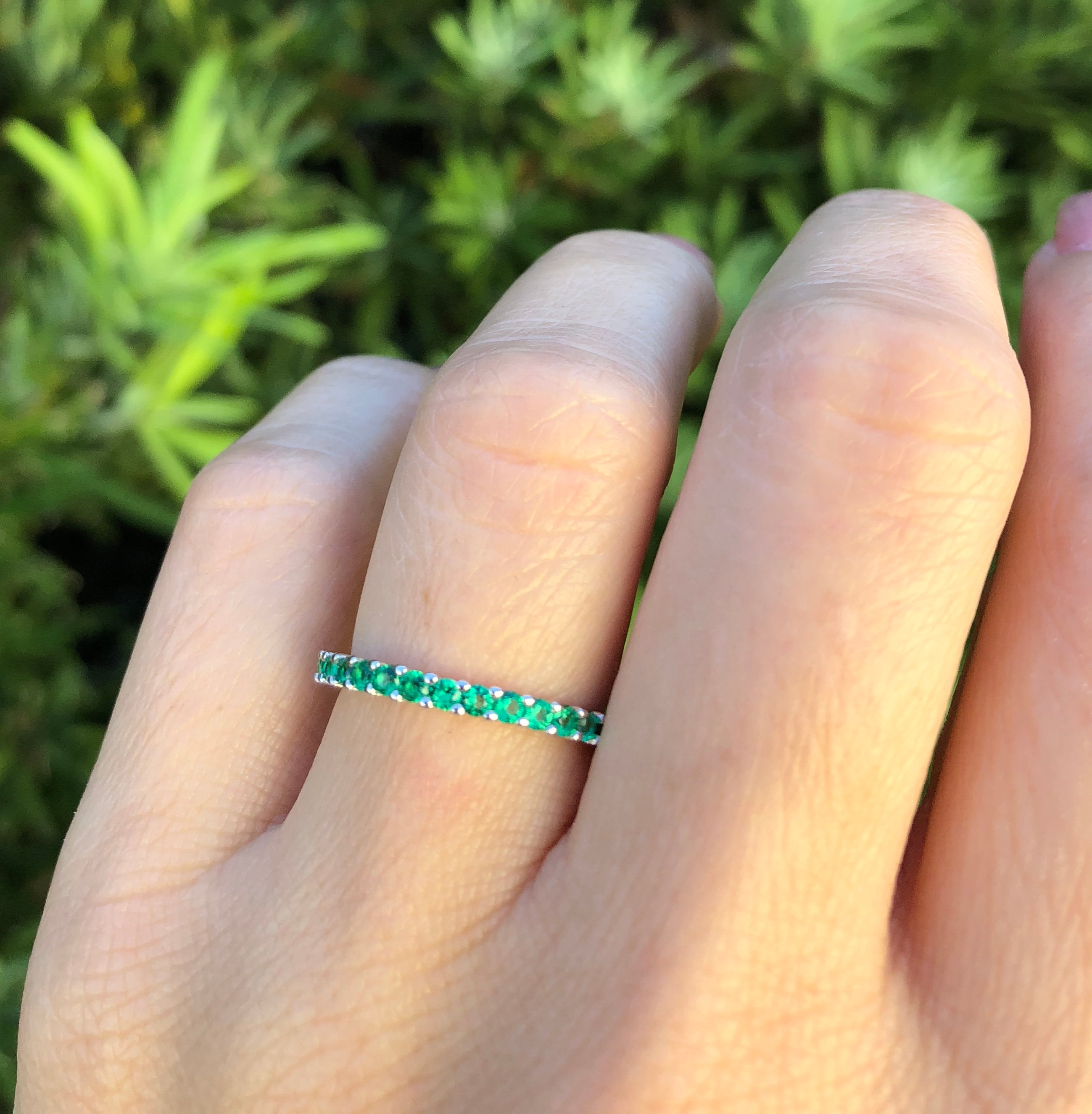Emerald Ring. Green Emerald Eternity Band. Sterling Silver | Etsy