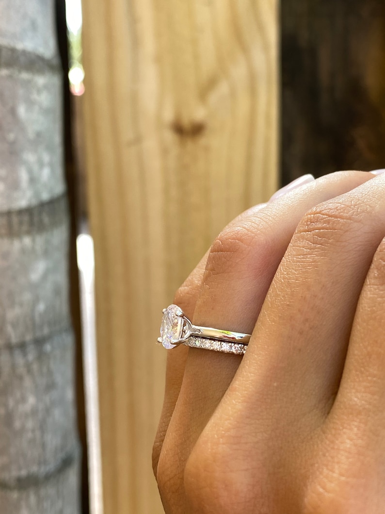 Oval Engagement Ring. Sterling Silver Wedding Rings. High - Etsy