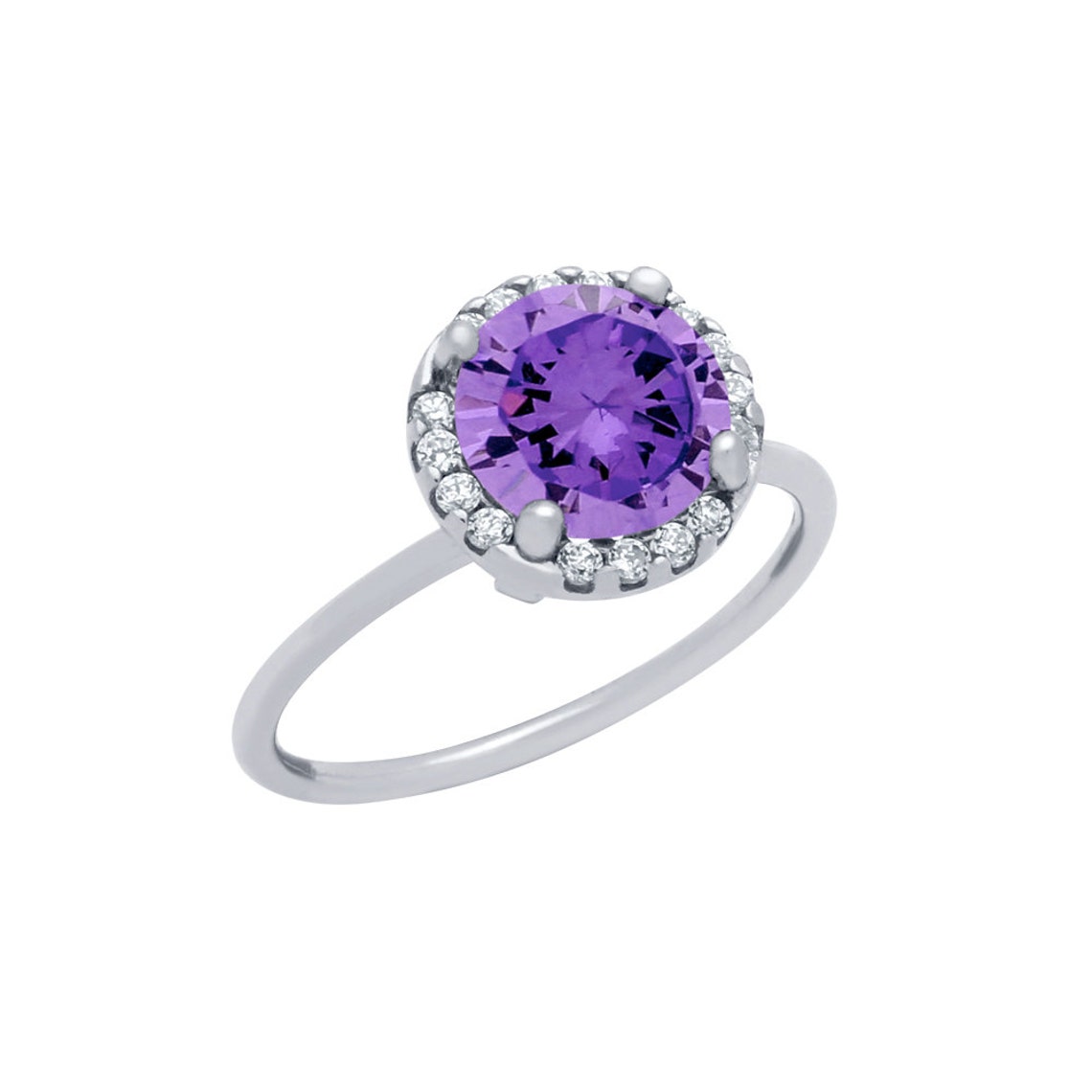 Amethyst Ring. Sterling Silver Purple Amethyst Ring. Cz Purple - Etsy