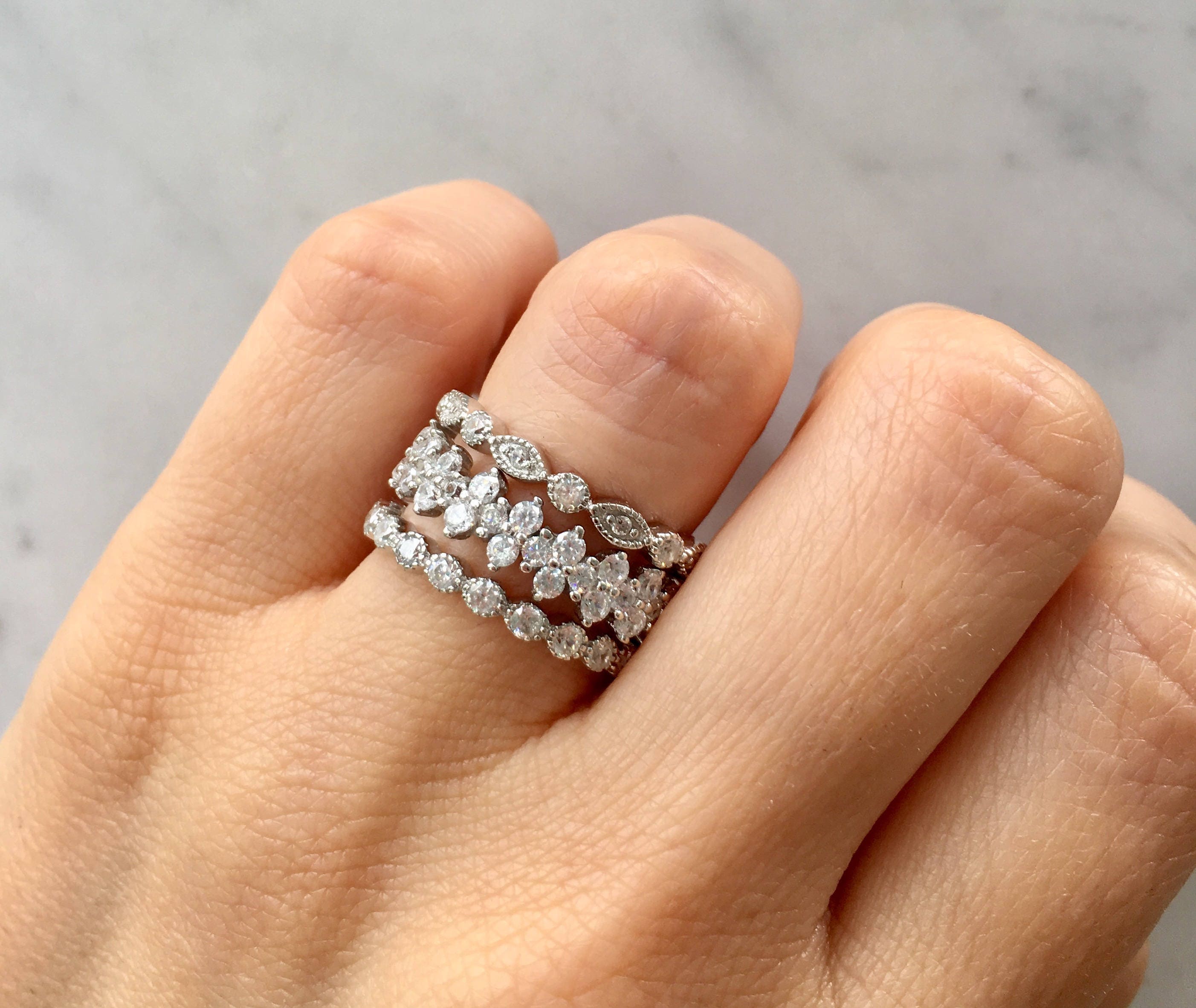 Sterling Silver Flower Ring. Unique Design Flower Ring. - Etsy