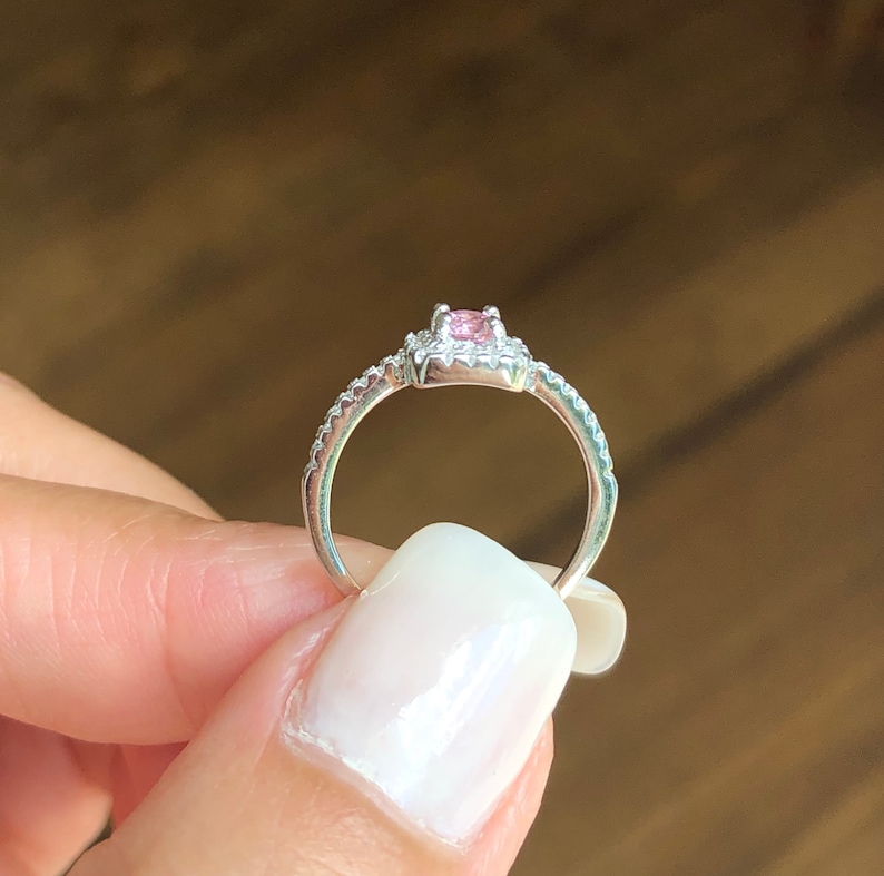 Pink Cz Stacking Ring. Delicate Pink Cz Solitaire Ring. | Etsy
