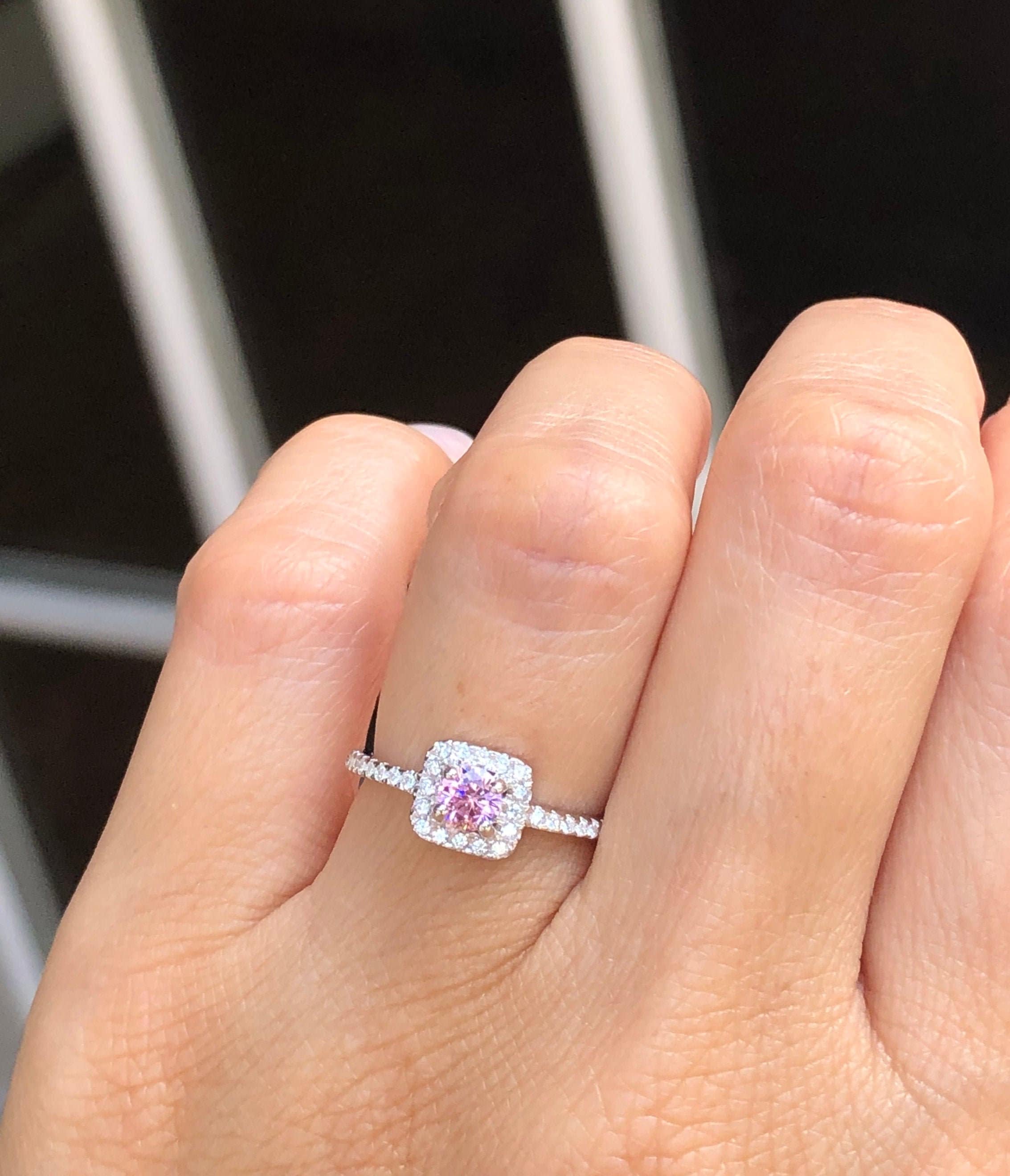 Pink Cz Stacking Ring. Delicate Pink Cz Solitaire Ring. | Etsy