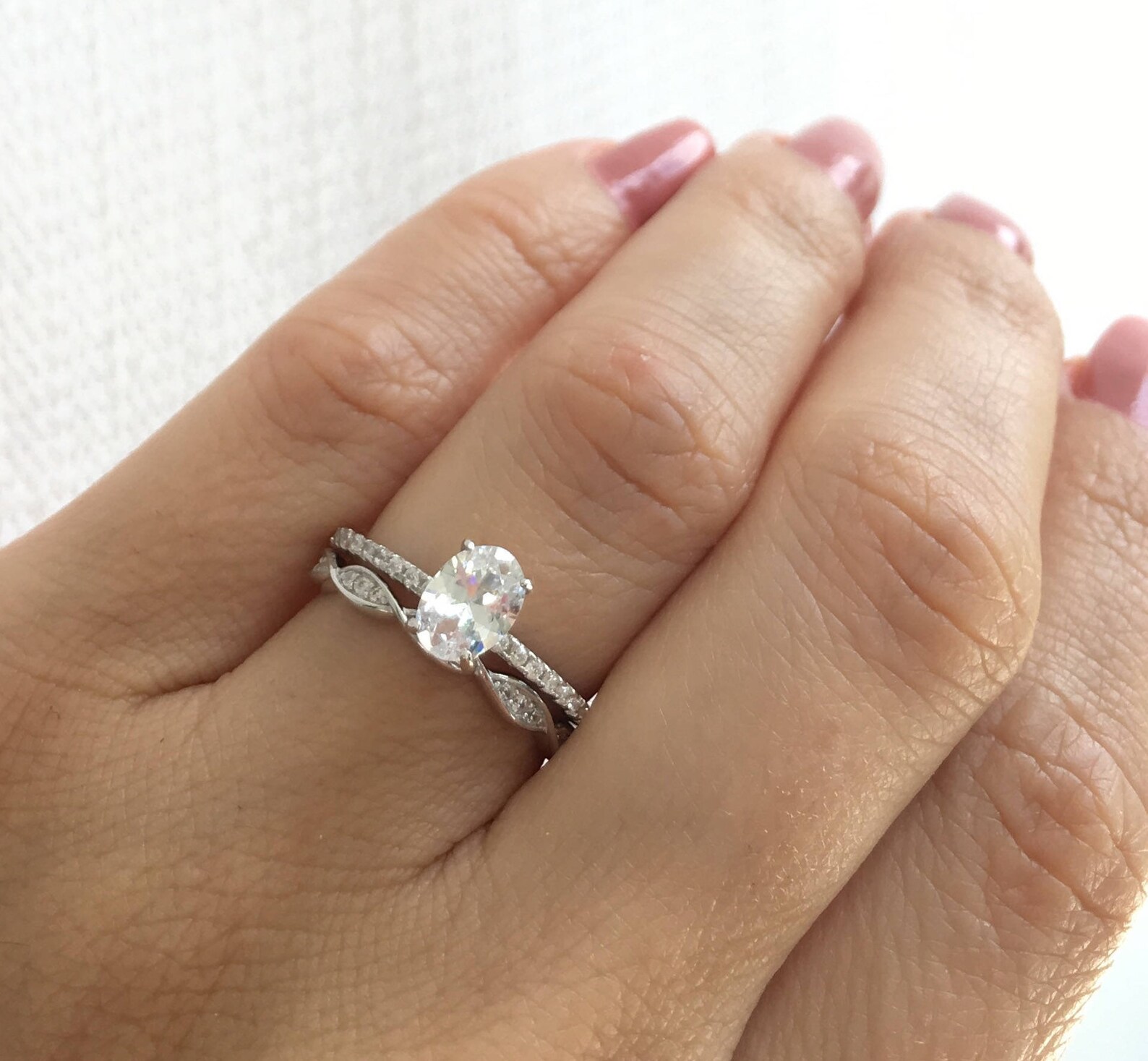 Sterling Silver Rhodium Plated Wedding Set, Packed in A Luxury Gift Box ...