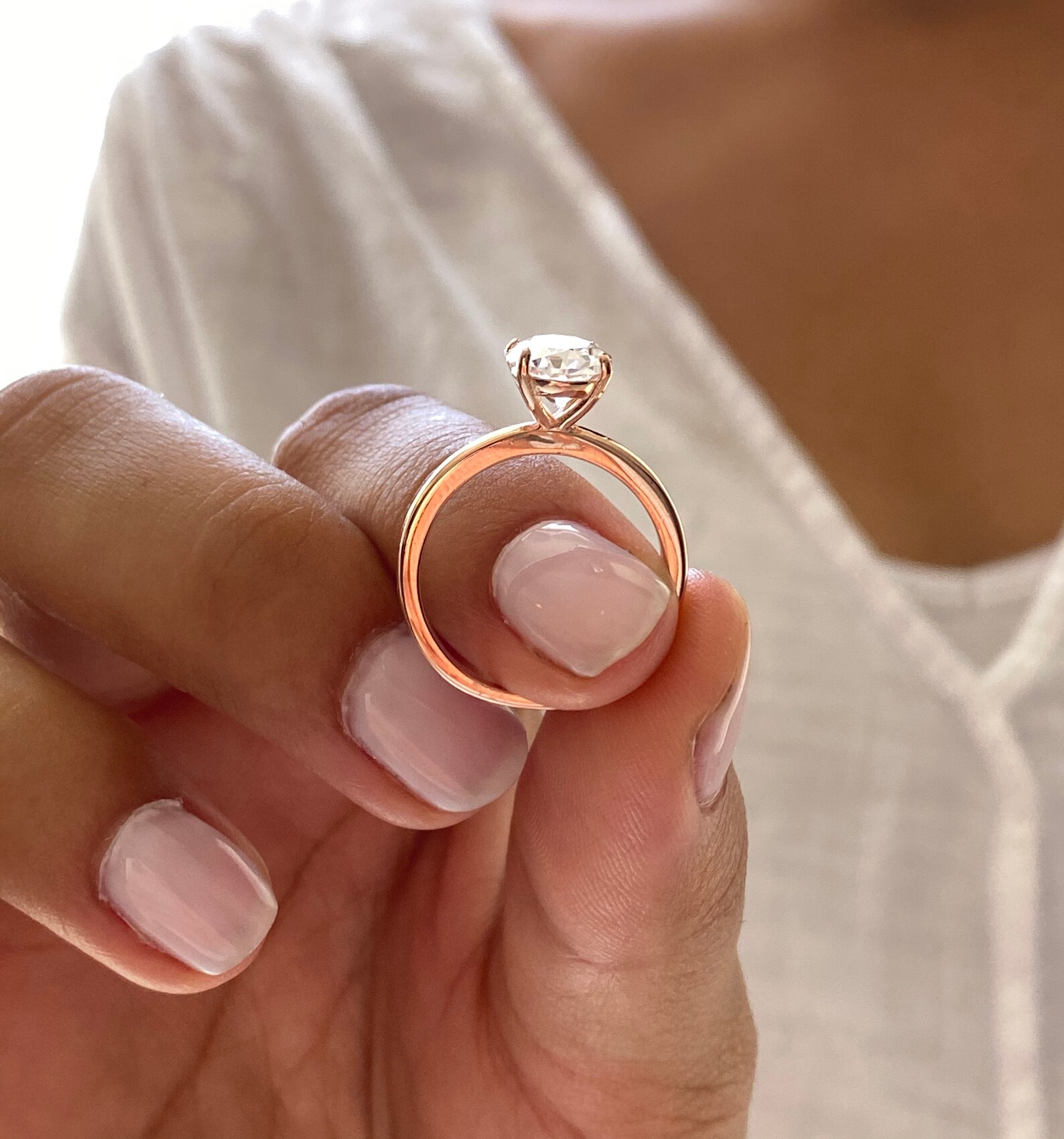 2 Carats Rose Gold Oval Ring. Wedding Ring Set. Rose Gold Ring - Etsy