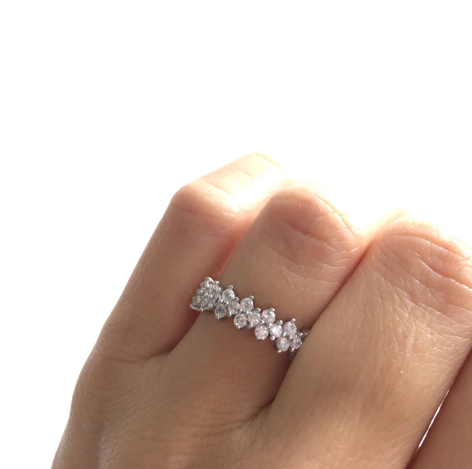 Flower Ring. Unique Design Flower Band Ring. Silver Stacking | Etsy