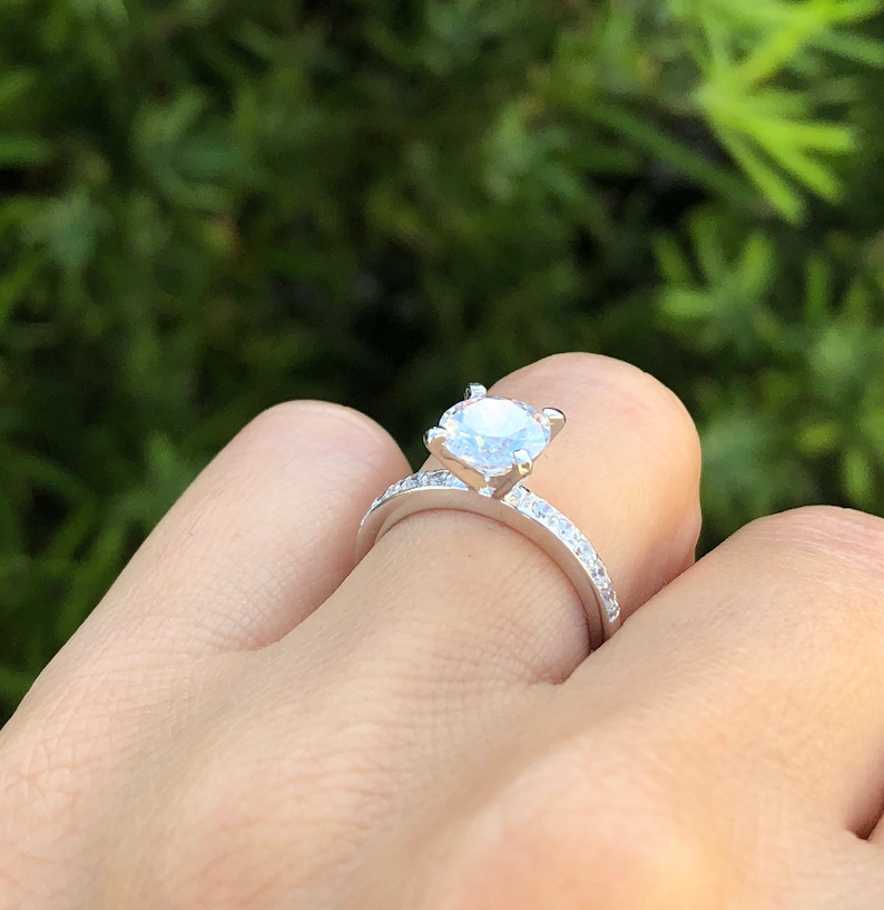 Luxury Engagement Ring. Round Cut Classic Engagement Ring. Sterling ...