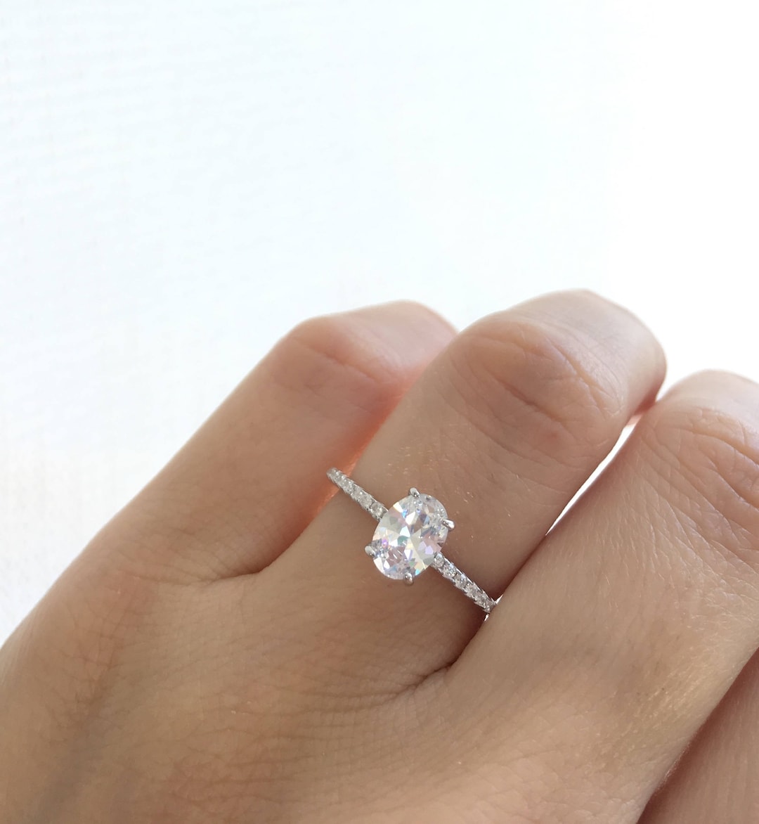Oval Engagement Ring. Oval Solitaire Ring. Promise Ring. Fine Quality ...