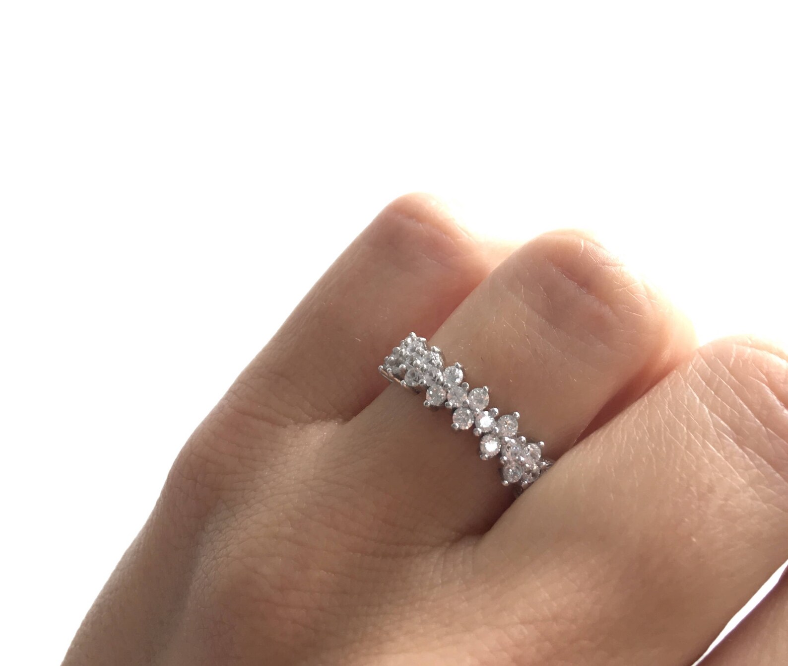 Flower Ring. Unique Design Flower Band Ring. Silver Stacking | Etsy