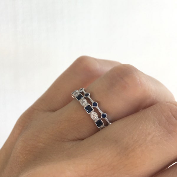 Sapphire Stack Ring - Etsy