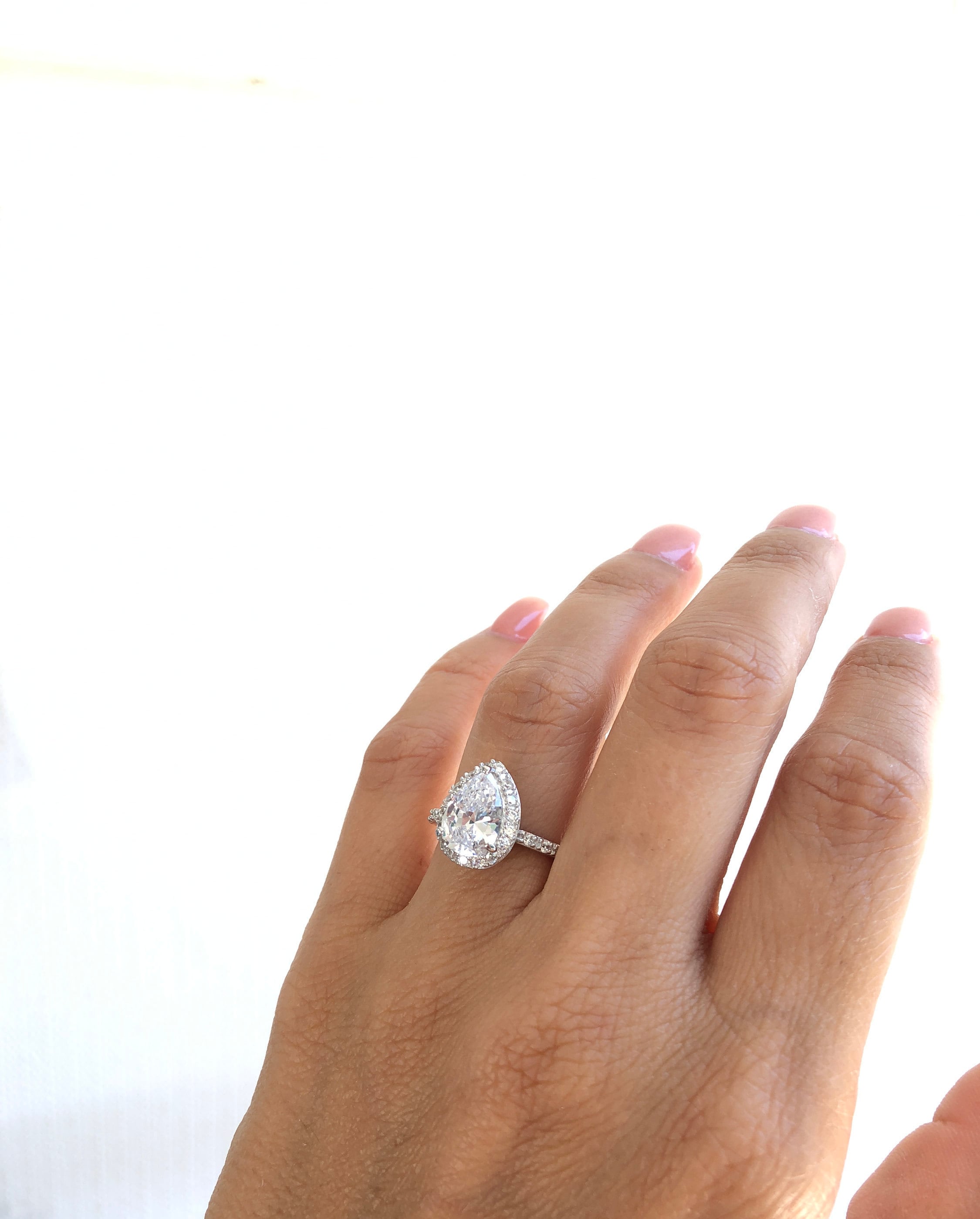 Pear Shaped Engagement Ring. Sterling Silver High Quality | Etsy