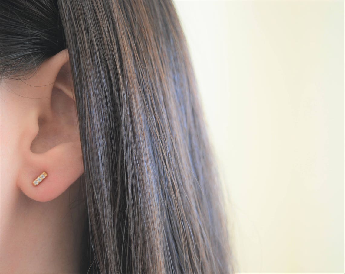 Sterling Silver Mini Bar Earrings. Dainty Bar Earrings. Small - Etsy