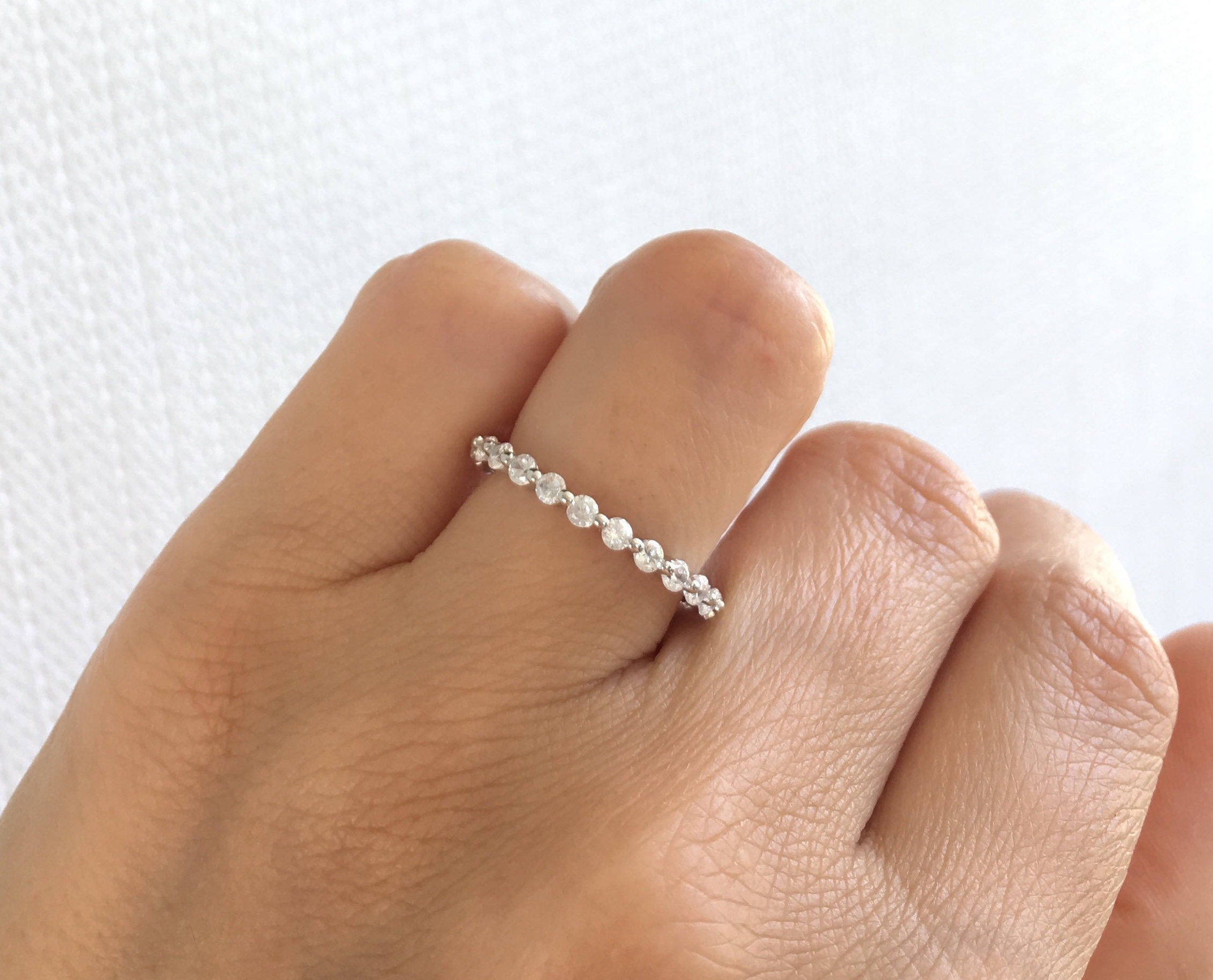 Round Cz Eternity Band Ring. Silver Rhodium Plated Eternity - Etsy