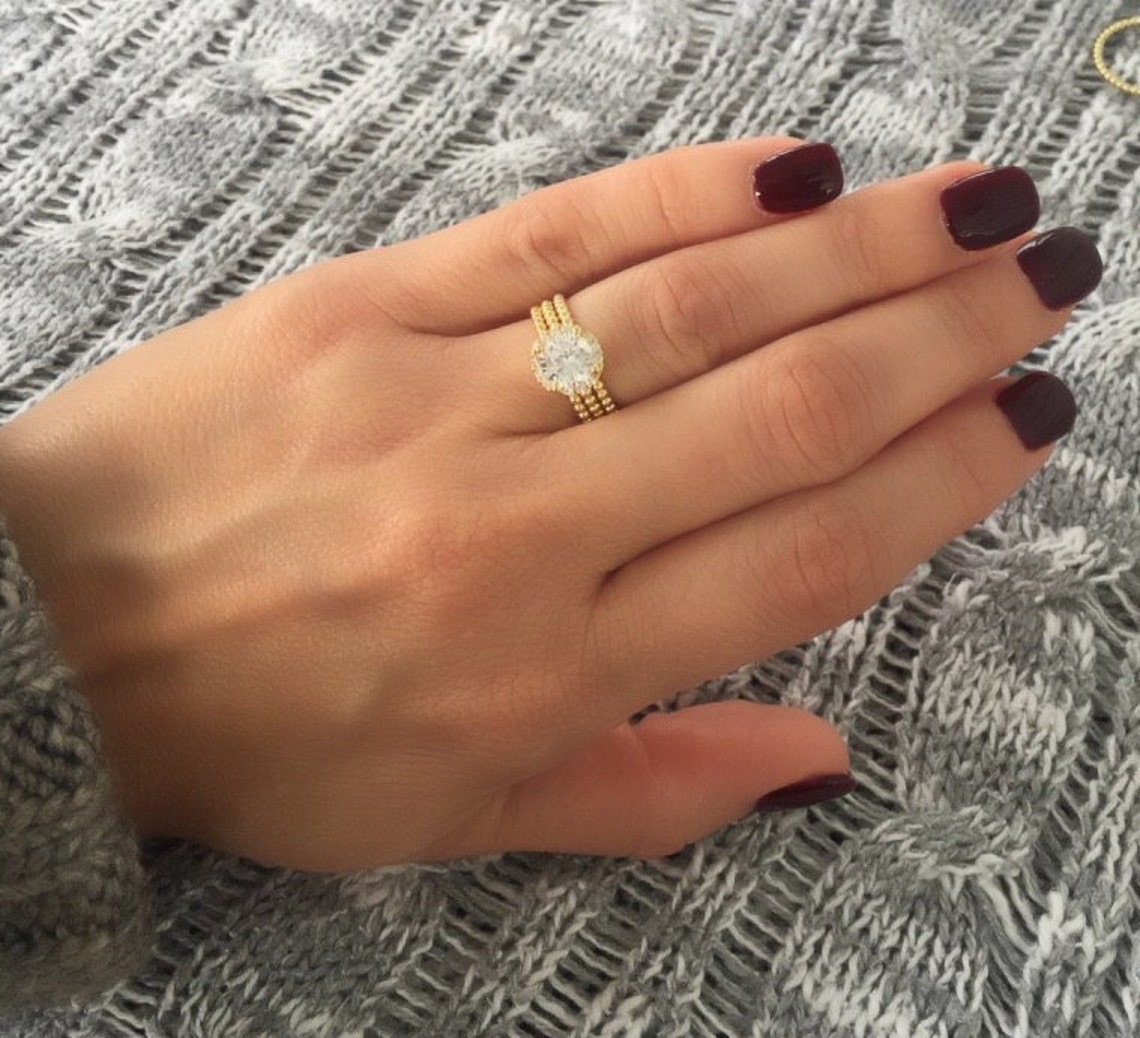 High Quality Engagement Ring. Sterling Silver Gold Plated - Etsy