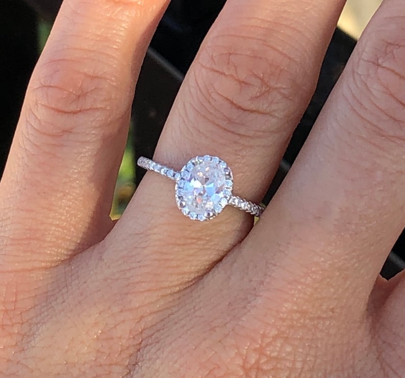 Oval Engagement Ring. Sterling Silver Wedding Ring. Luxury - Etsy