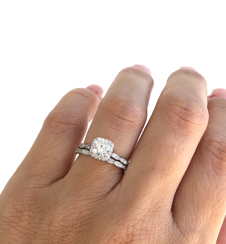 Delicate Wedding Ring Set. High Quality Sterling Silver | Etsy