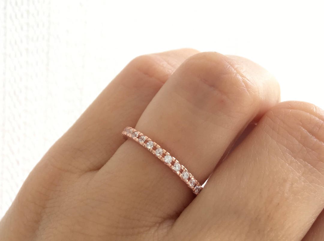 Rose Gold Eternity Ring. Rose Gold Wedding Band. Fine Cz Eternity Band ...