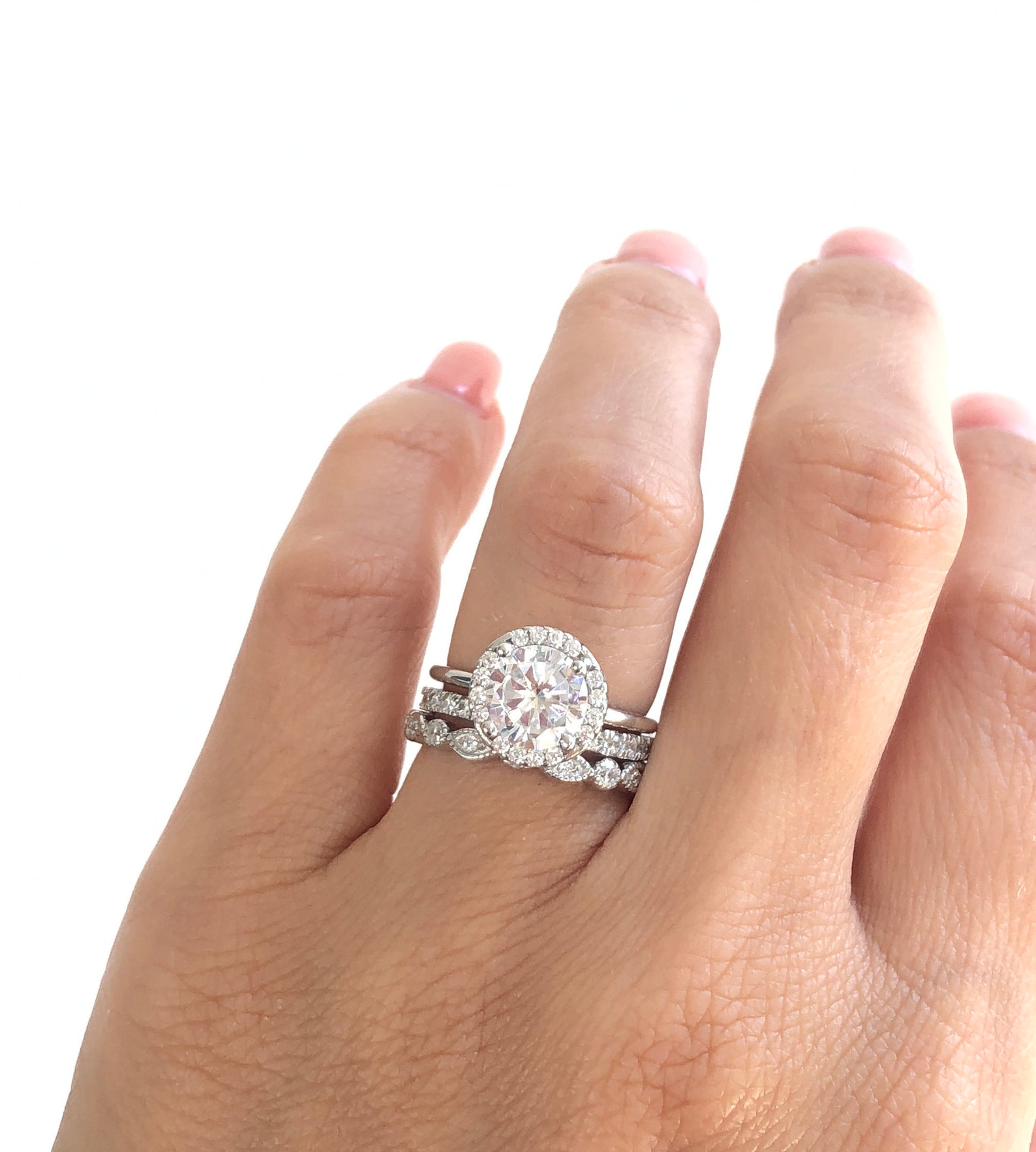 Wedding Ring Set. Bridal Rings. Sterling Silver Anniversary | Etsy