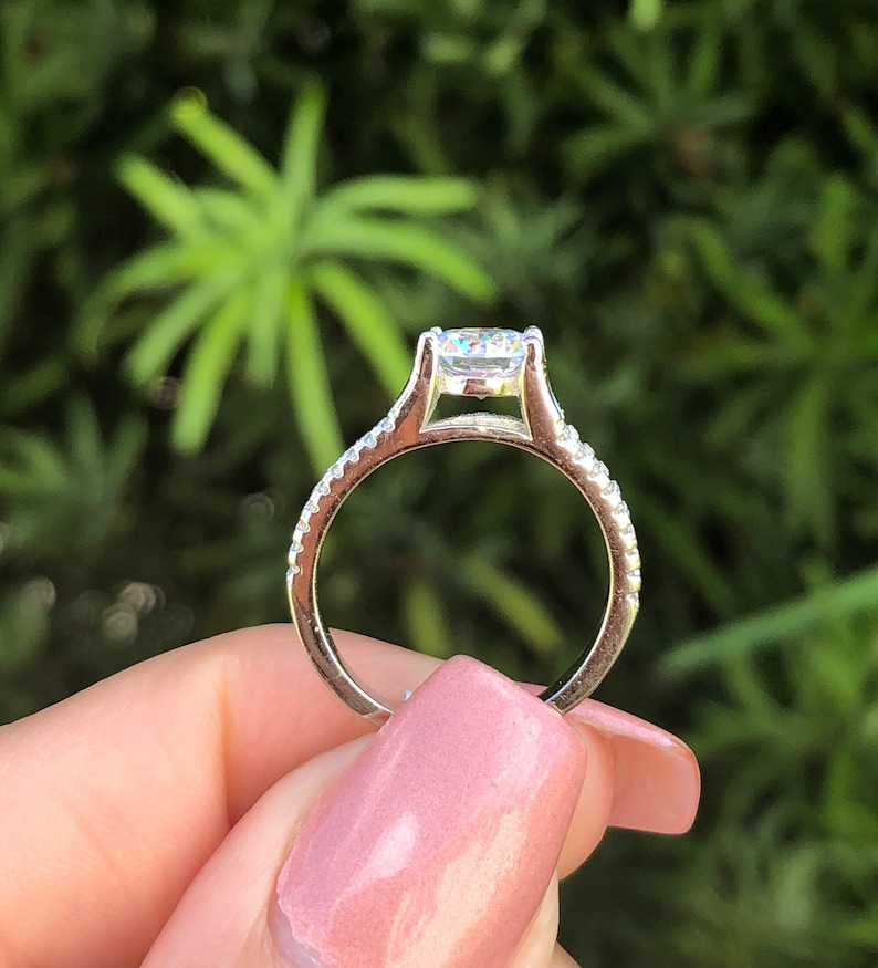 Split Shank Wedding Ring Set. Sterling Silver Bridal Set. Anniversary ...