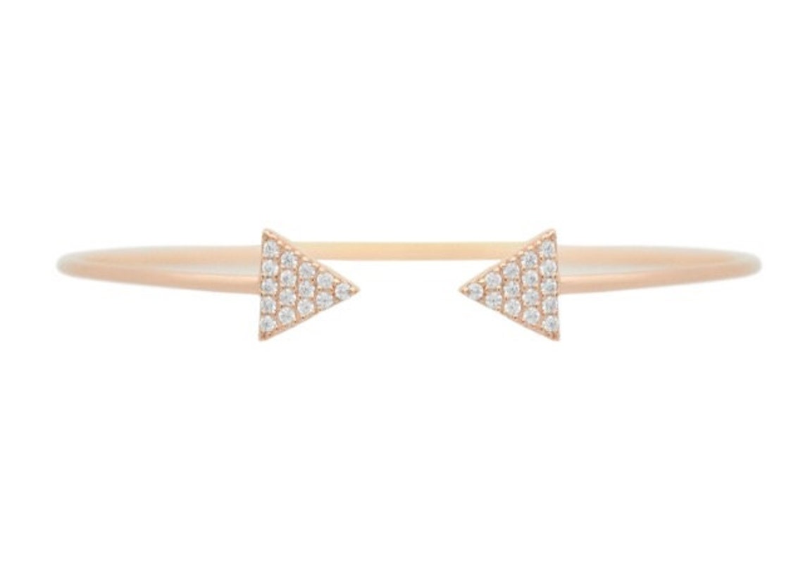 Triangle Bangle Bracelet. Silver Triangle Bangle With CZ. Pave Triangle ...