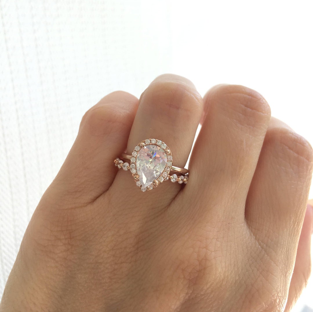 Rose Gold Ring Set. Sterling Silver Rose Gold Plated Eternity Band ...