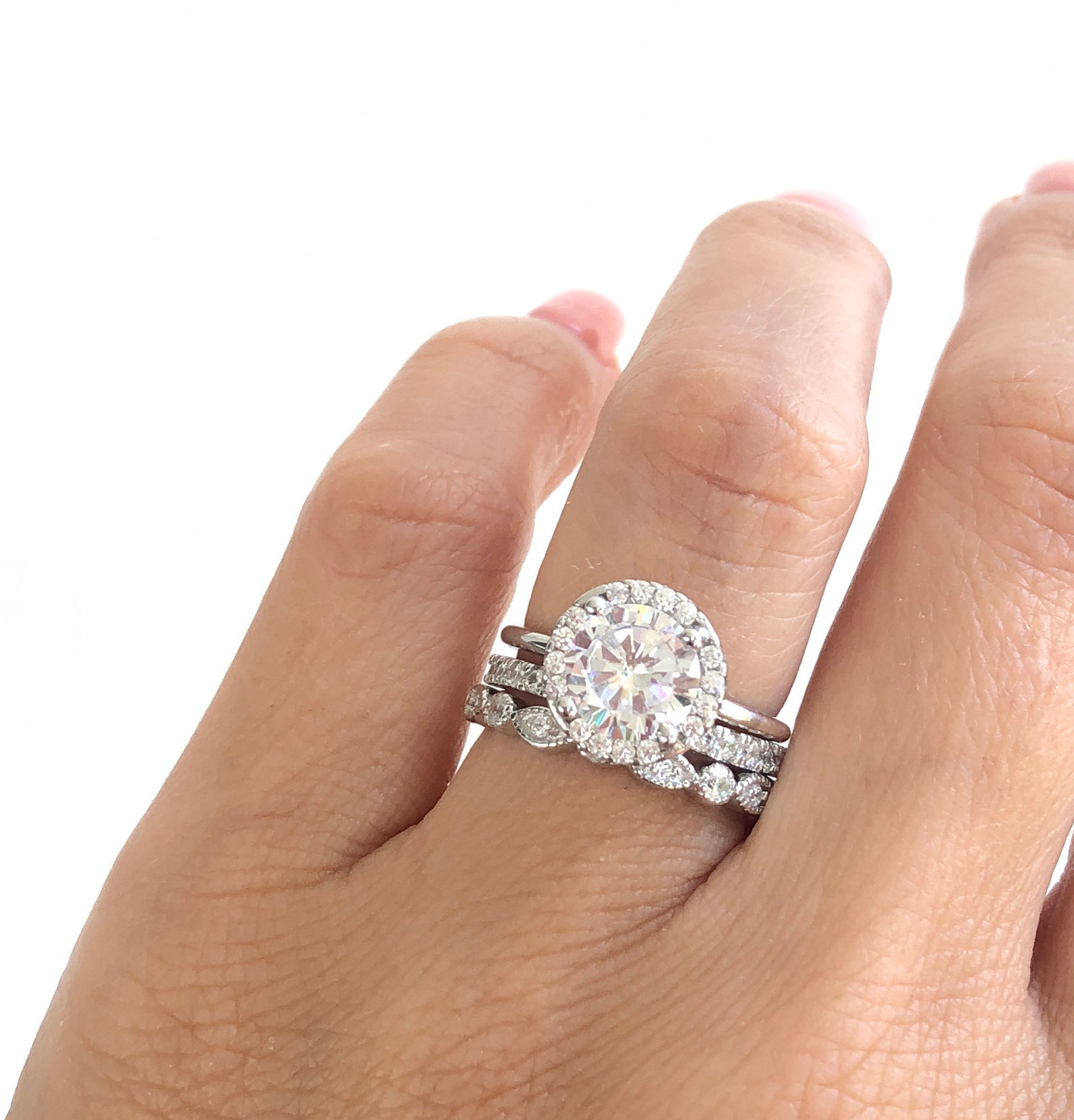 Wedding Ring Set. Bridal Rings. Sterling Silver Anniversary | Etsy