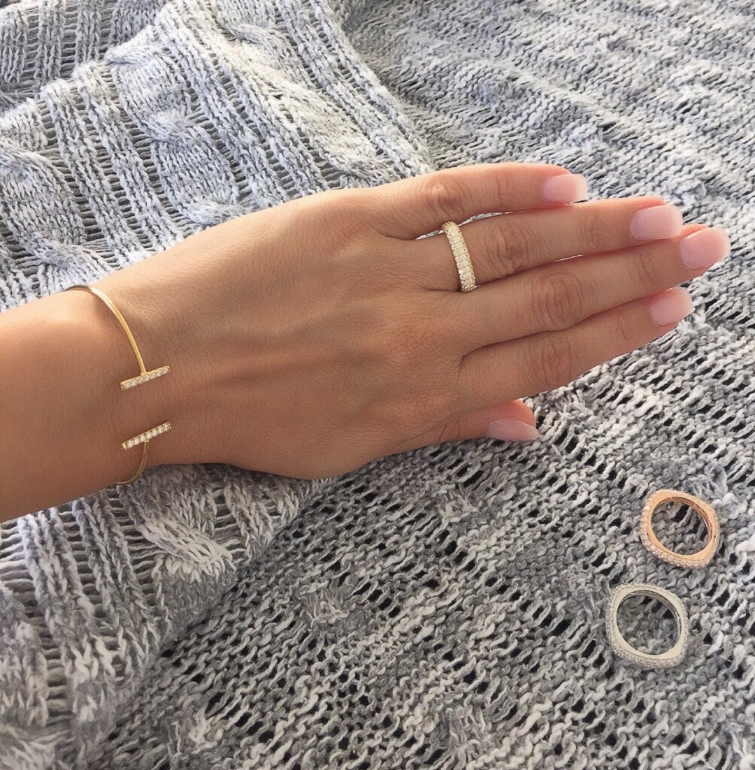 Square Design Silver Ring. Sterling Silver Pave Ring With CZ Stones in ...