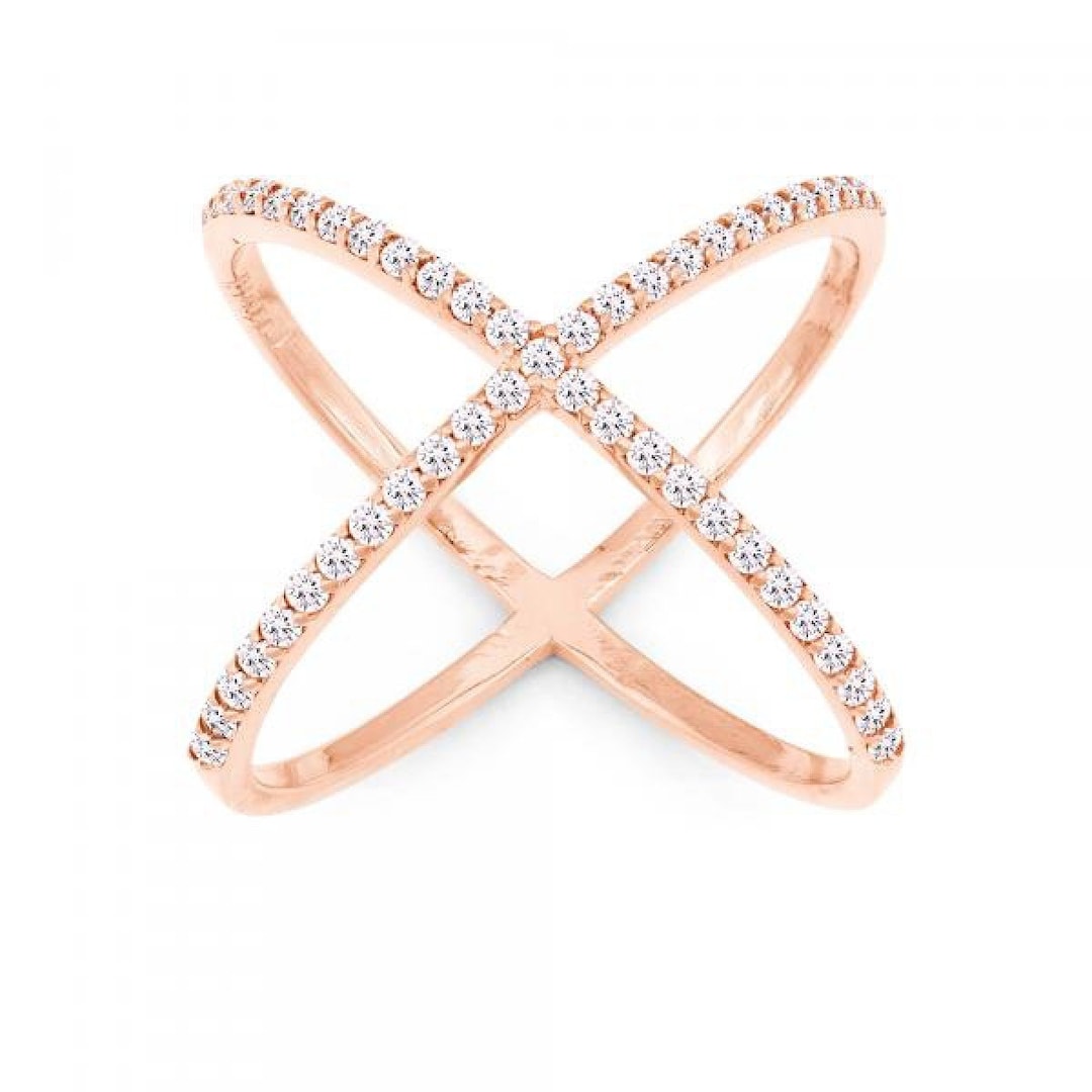 Criss Cross Ring, Rose Gold Plated Criss Cross Ring, Rose Gold Plated ...