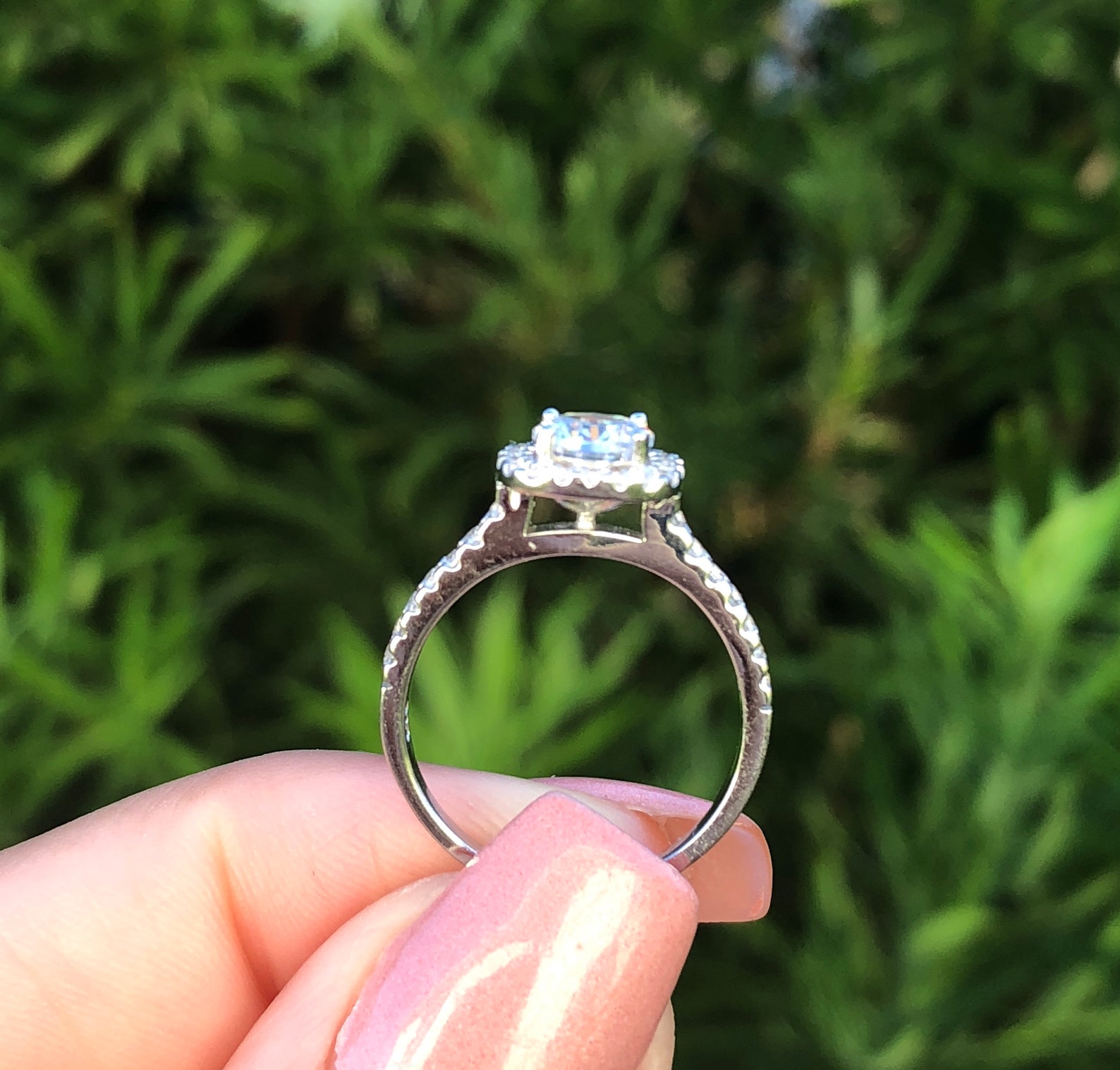 Classic Square Halo Wedding Set. Sterling Silver Wedding Ring. | Etsy