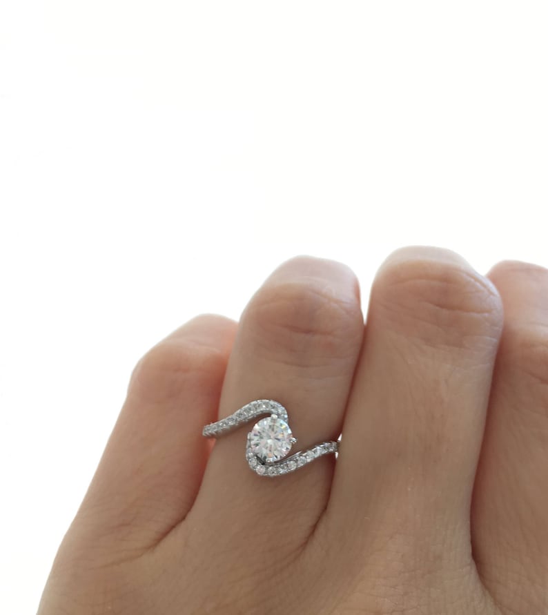 Sterling Silver Swirl Ring. Swirl Engagement Ring. Fine Quality Cz ...
