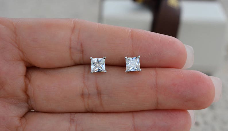 Square Stud Earrings. Square Basket High Quality Cz Studs. - Etsy