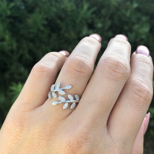 Olive Branch Ring. Friendship Ring. Sterling Silver Flower Ring. Vine ...