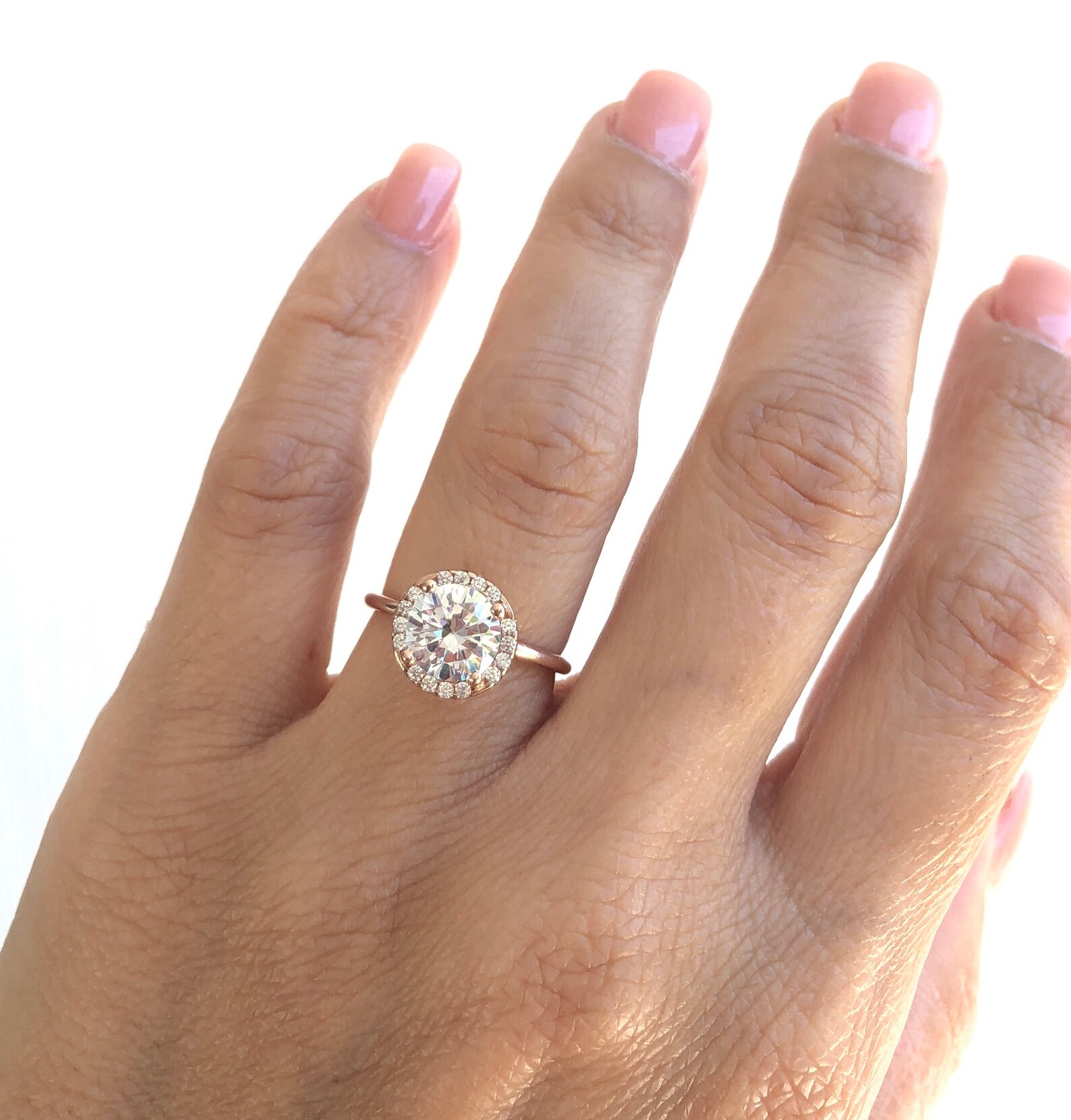 Rose Gold Solitaire Ring. Engagement Ring. Premium Cz Wedding | Etsy