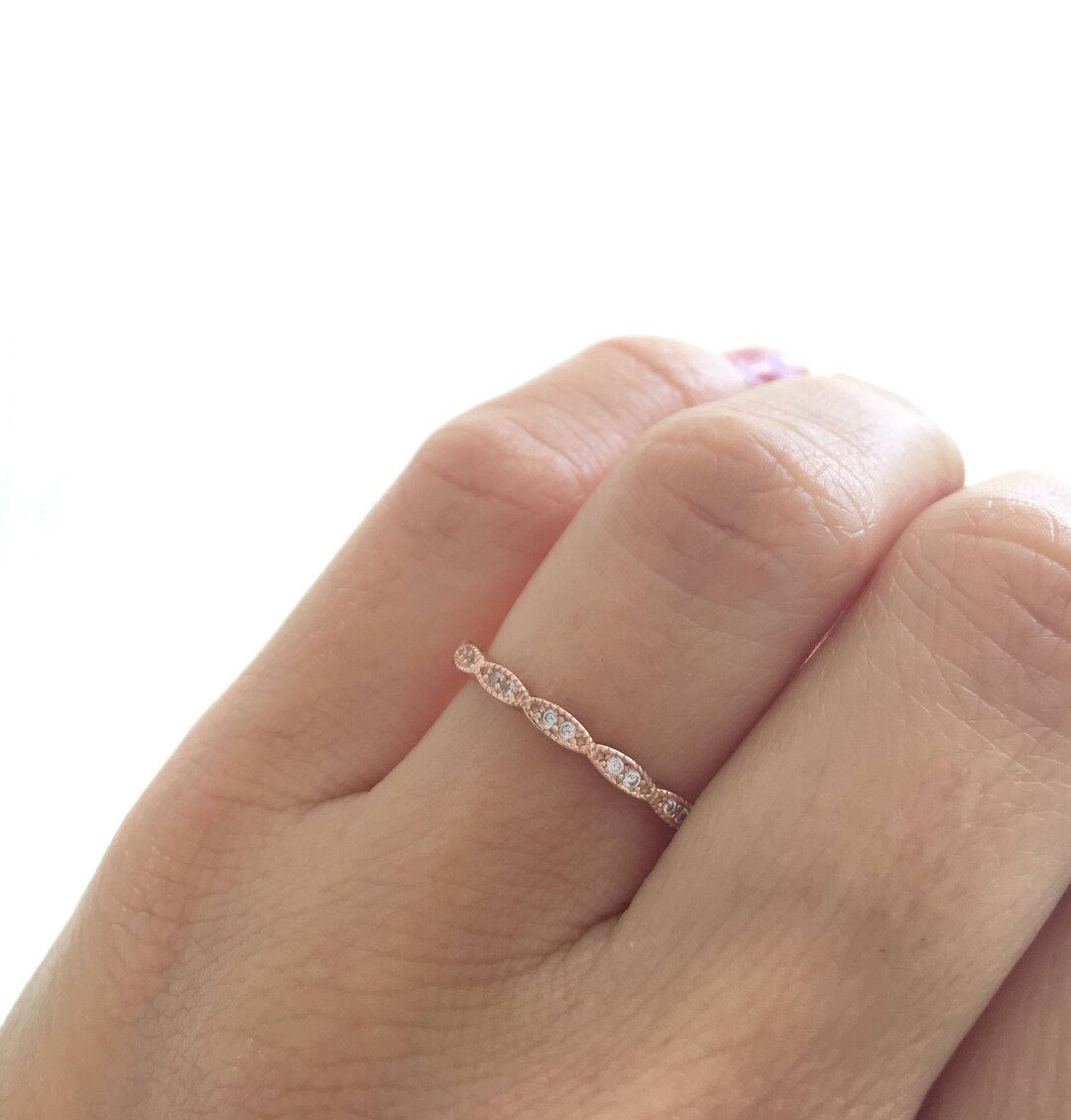 Rose Gold Art Deco Band. Rose Gold Wedding Band. Stacking Band. Rose ...