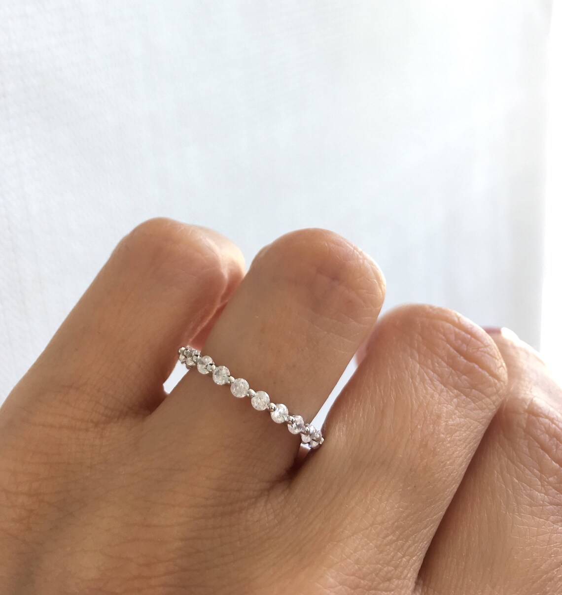 Round Cz Eternity Band Ring. Silver Rhodium Plated Eternity | Etsy