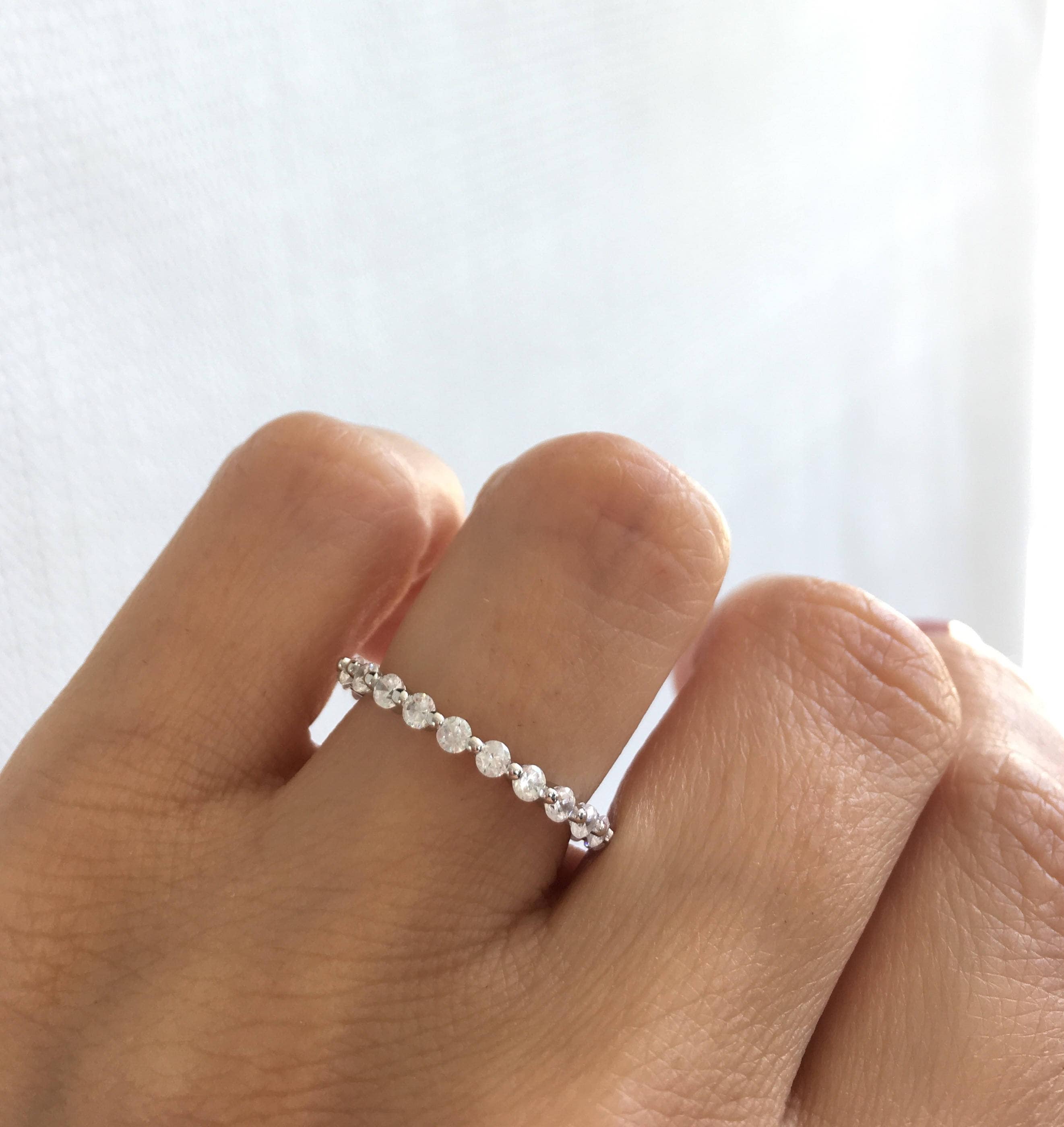 Round Cz Eternity Band Ring. Silver Rhodium Plated Eternity | Etsy