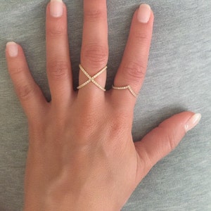 Chevron Ring. Sterling Silver V Ring. Silver Chevron Ring. Gold CZ ...