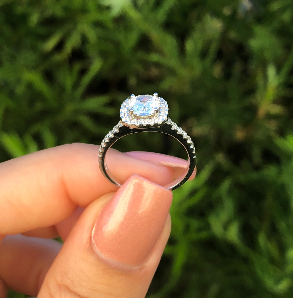 Classic Square Halo Wedding Set. Sterling Silver Wedding Ring. | Etsy