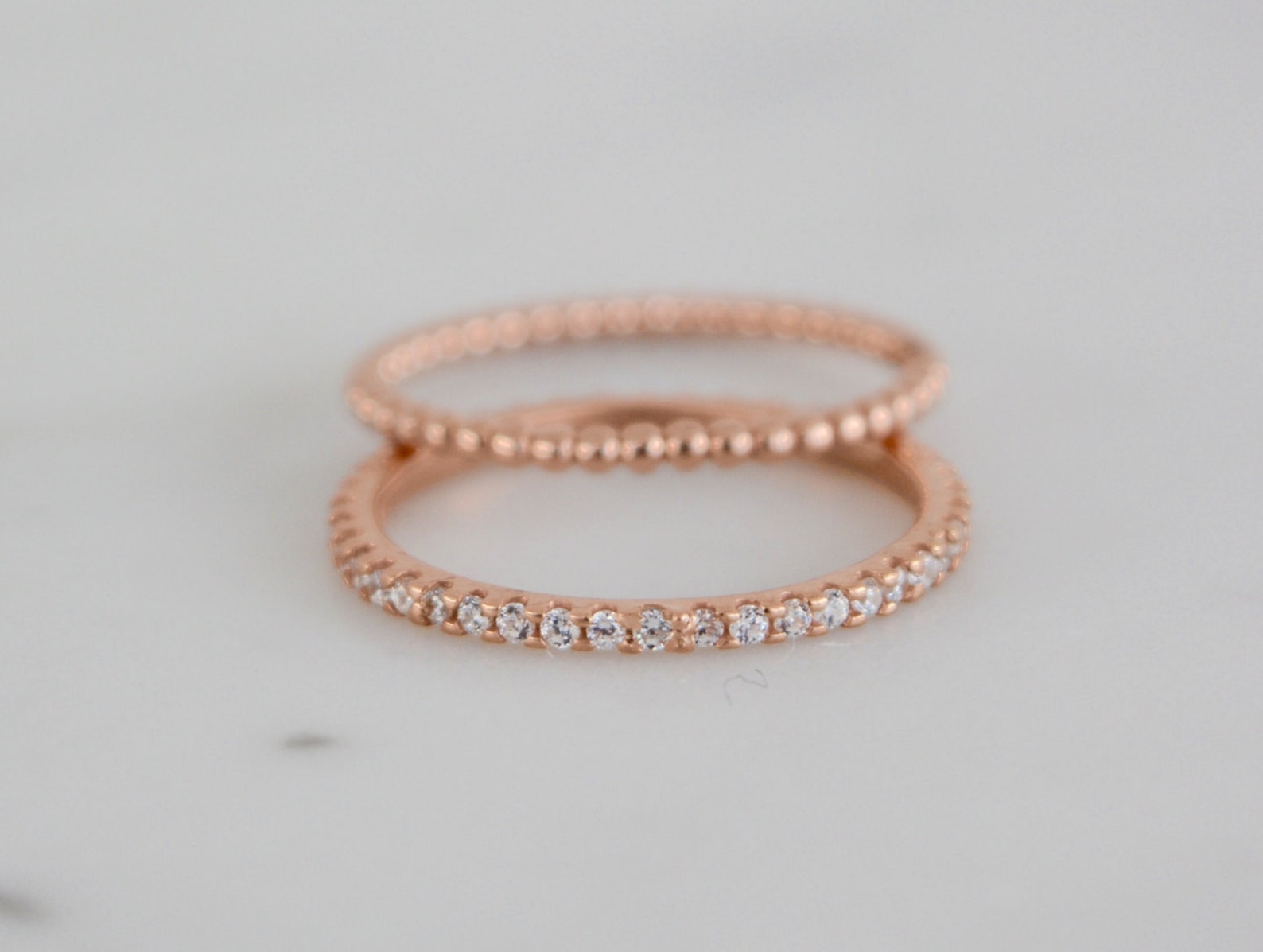 Beautiful Eternity Ring Set. Eternity Band Ring Set. Set of Two Rings ...