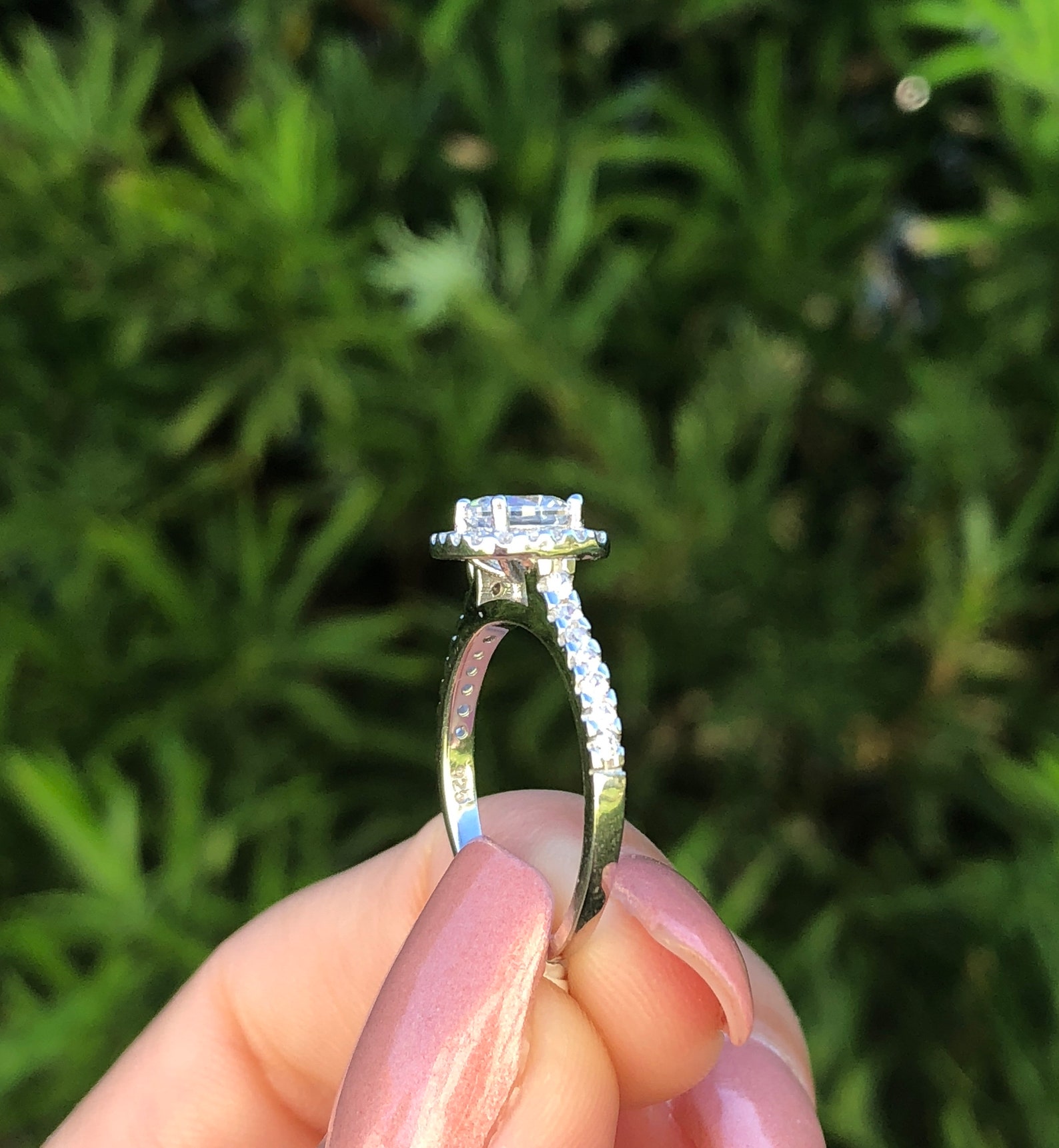 Classic Square Halo Wedding Set. Sterling Silver Wedding Ring. | Etsy