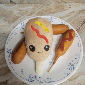 Kawaii Little Corn Dog Plush, Cute Food Pillow, Play Food Toy, Handmade ...
