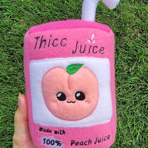 Kawaii Thick Peach Juicebox Plush, Cute Food Pillow, Play Food Toy ...