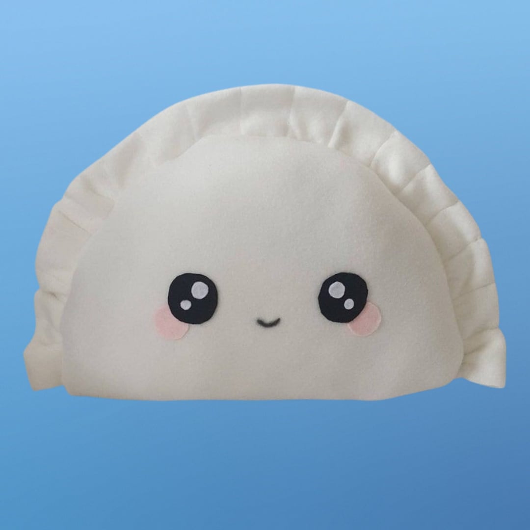 Kawaii Dumpling Plush, Big 11"×16", Cute Food Pillow, Bao, Perogies ...