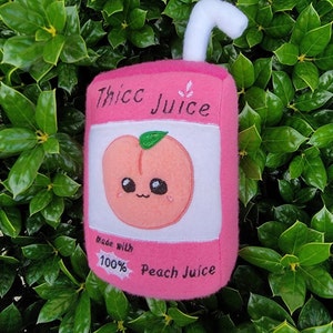Kawaii Thick Peach Juicebox Plush, Cute Food Pillow, Play Food Toy ...