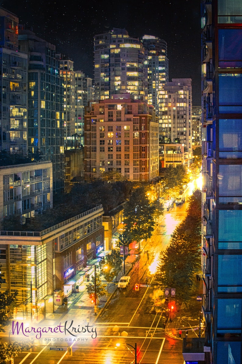 City Photography Late City Night - Vancouver Canada Street Lights ...