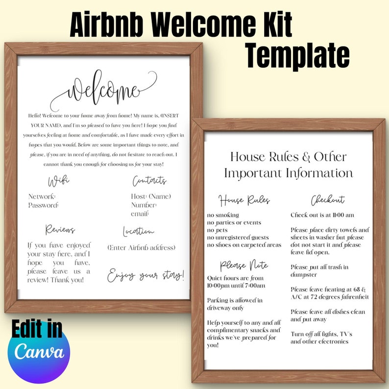 Airbnb Welcome Kit Editable Template for Airbnb Welcome Letter for Vrbo ...