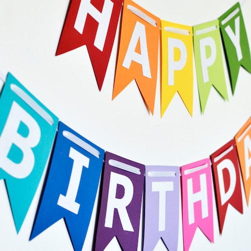 Happy Birthday Banner Rainbow Felt Pennant Banner Party - Etsy