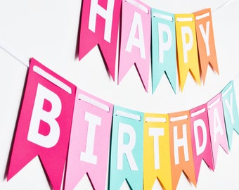 Orange Happy Birthday Banner | Etsy